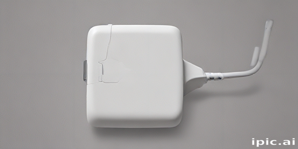Damaged White Power Adapter with Visible Crack and Electrical Cord