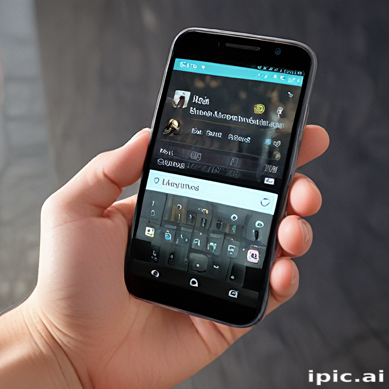 Person Holding Smartphone Displaying Colorful Screen with Various App Icons