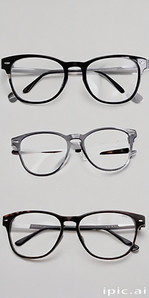 Three Stylish Pairs of Eyeglasses Displayed in a Clean, Modern Arrangement