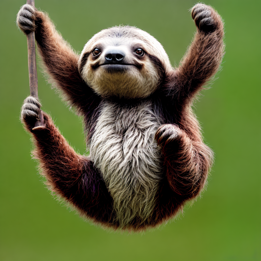 Angry sloth with raised arms cartoon