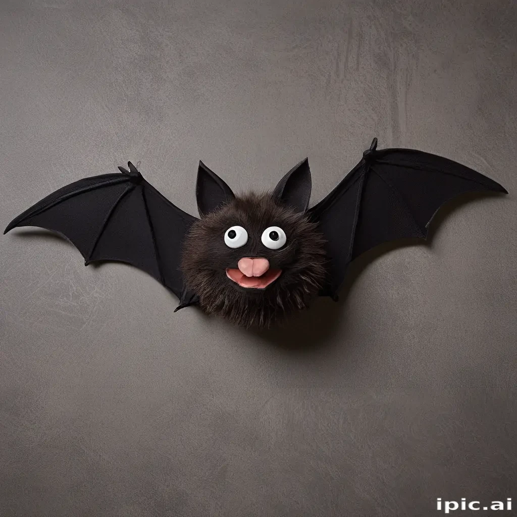 Whimsical Bat Decoration with Playful Eyes and Tongue Sticking Out