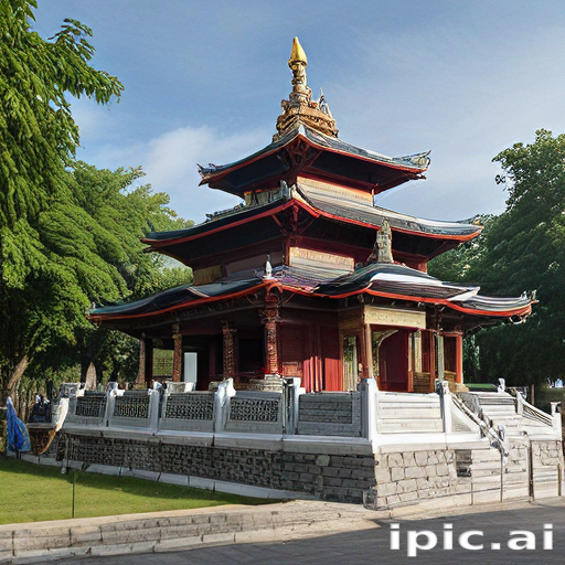 Beautiful Traditional Temple Surrounded by Lush Greenery and Scenic Views