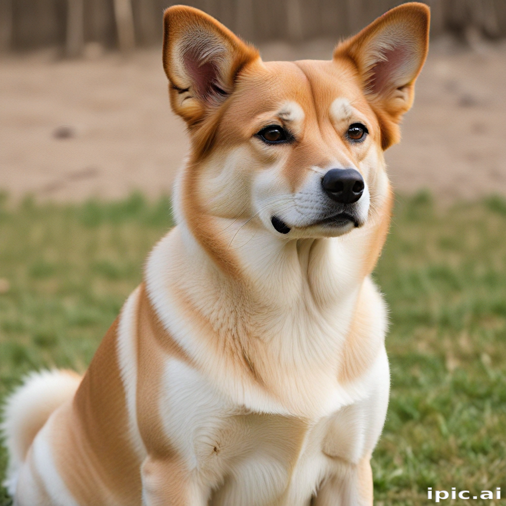 A Beautiful Dog Sitting Gracefully in a Lush Green Outdoor Setting.
