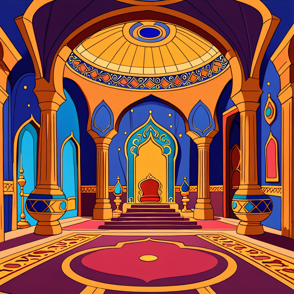 Interior of the throne room of the Sultan of Agrabah from the cartoon ...