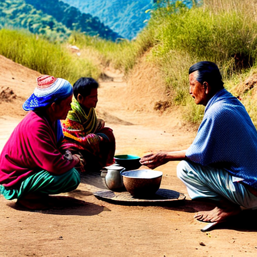 Nepalese people drinking tea