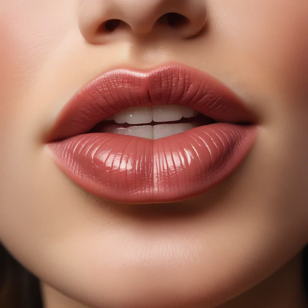 Close-up of a Beautiful Woman's Glossy and Well-Cared-For Lips