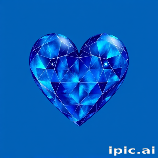 Radiant Blue Heart Shining Brightly Against a Vibrant Blue Background