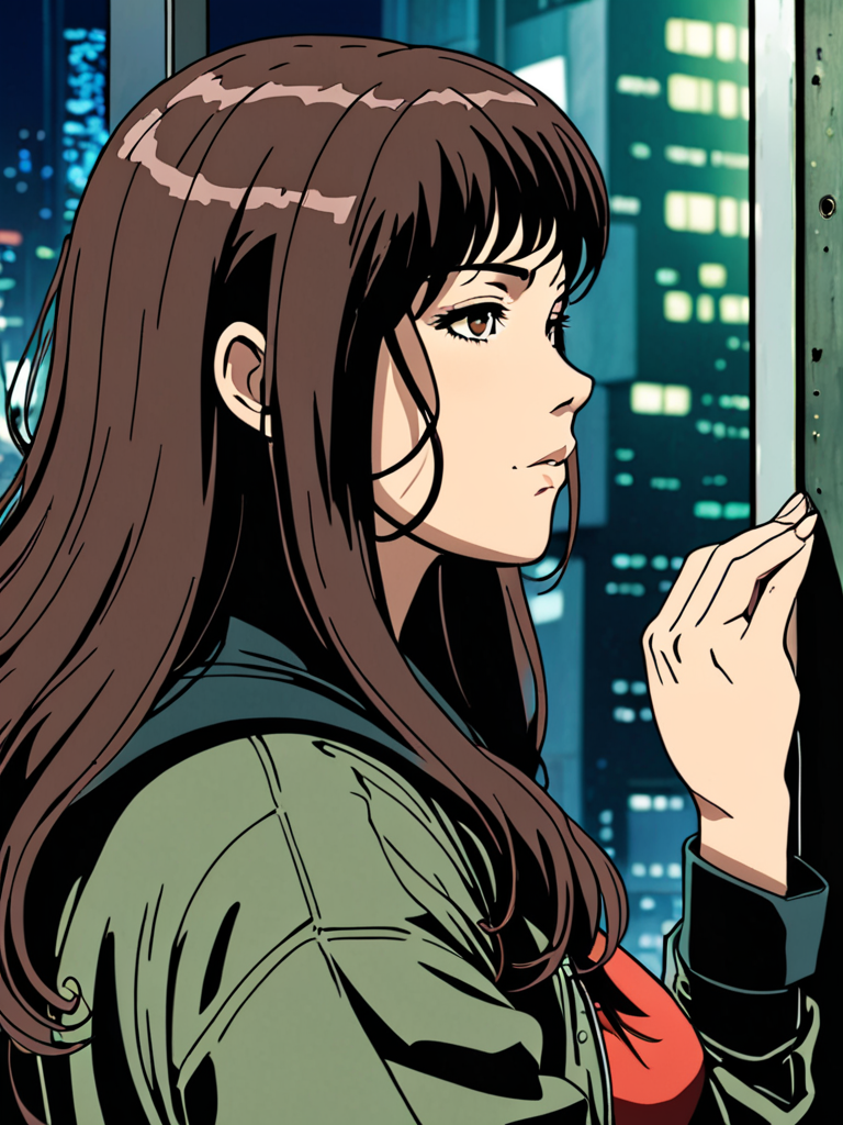 girl, manga, ghost in a shell, cute, anime, long curly brown hair ...
