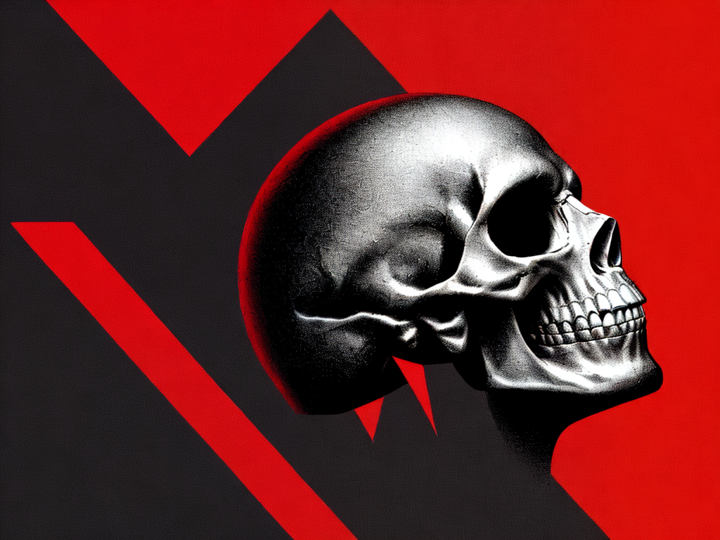 skull in the middle of red triangle and black background