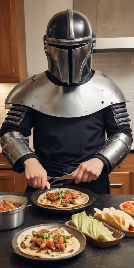 knight cooking tacos