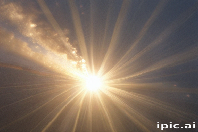 Radiant Sunlight Breaking Through Clouds, Illuminating the Sky with Warmth