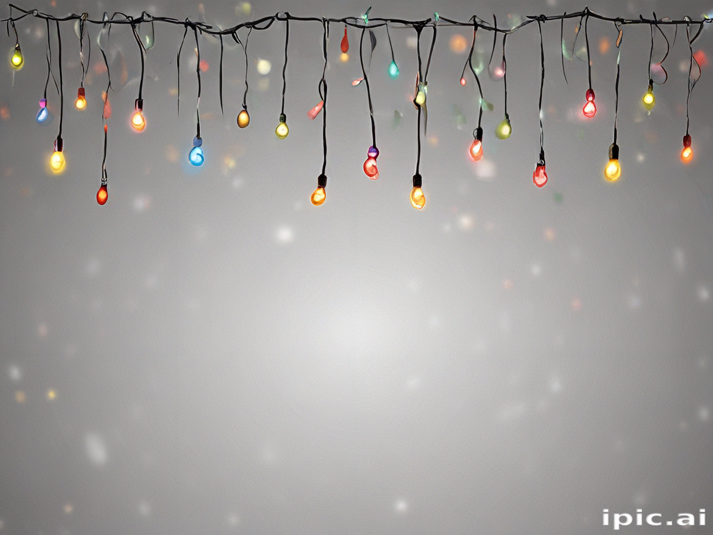 Colorful Christmas Lights Hanging Against a Soft Gray Winter Background