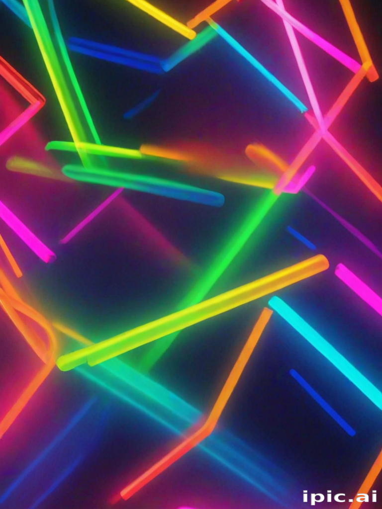 Vibrant Neon Light Sticks Creating a Colorful Abstract Background Design