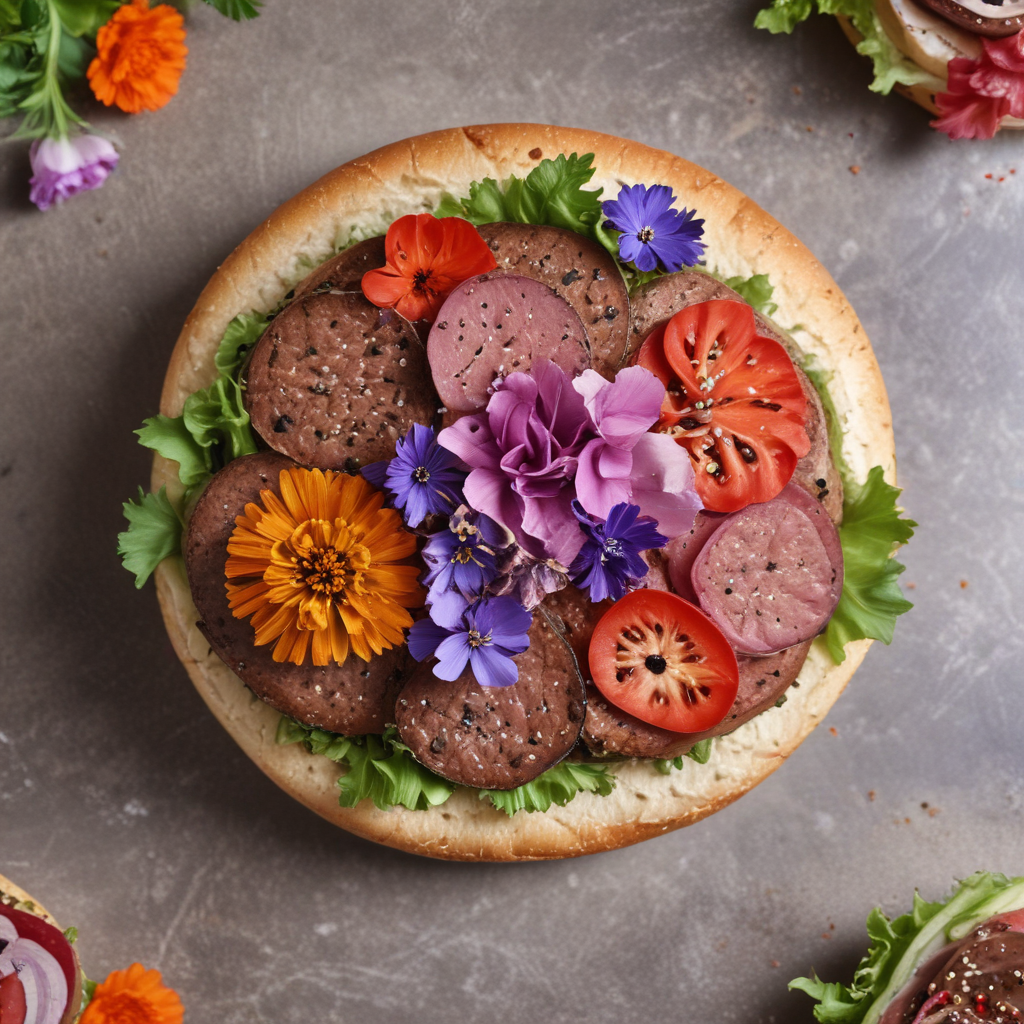 a piece of meat burger without bread, made only with flowers