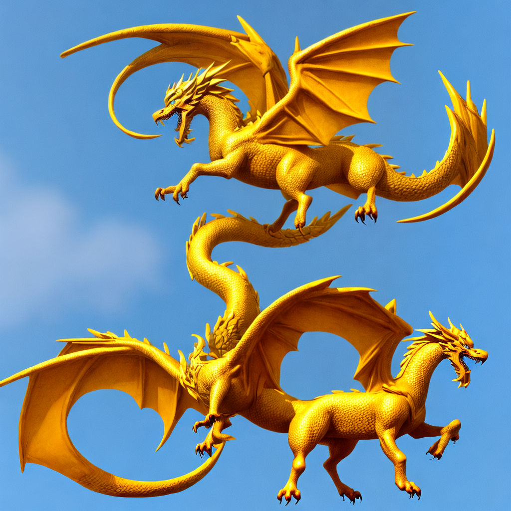 Runic golden dragon , soaring up from the runes