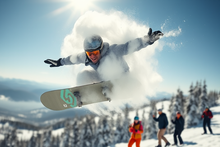 Snowboarder Performing an Impressive Jump Against a Stunning Mountain ...