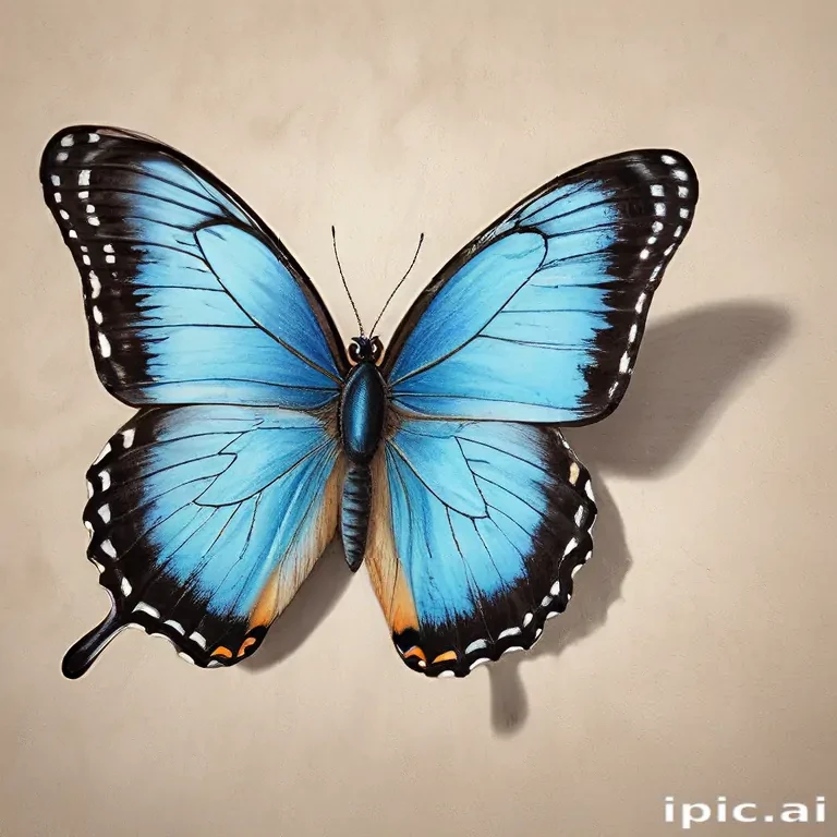 Vibrant Blue Butterfly with Intricate Details Displayed Against a ...