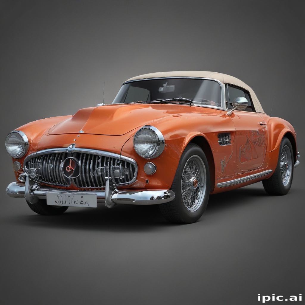 Classic Convertible Car in Vibrant Orange with Elegant Design Features