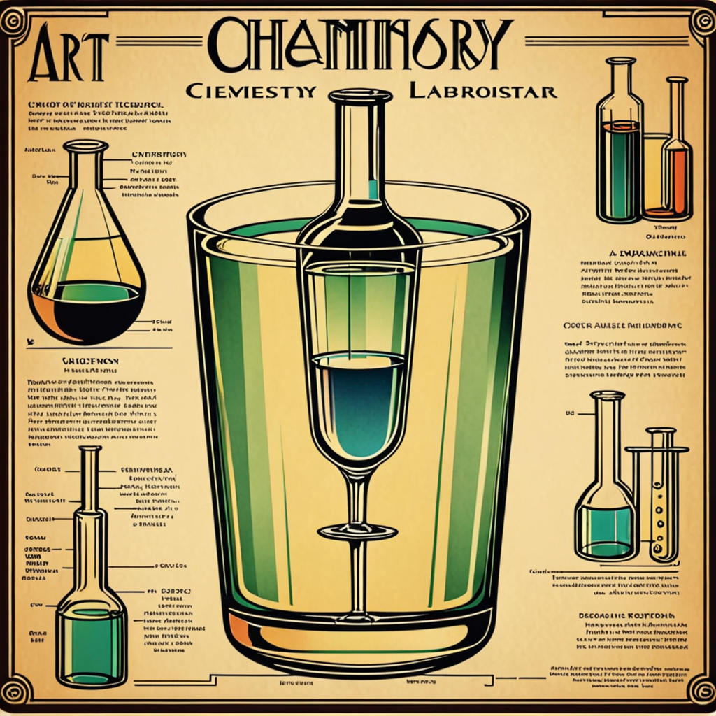 art deco Alcohol in Chemistry Laboratory poster without text without people