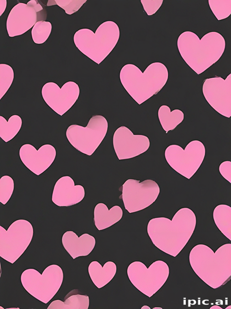Colorful Pink Hearts Floating on a Dark Background Full of Love