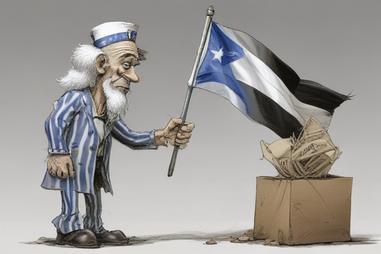 a cartoon of uncle sam from one hand seen supplying supplying military ...