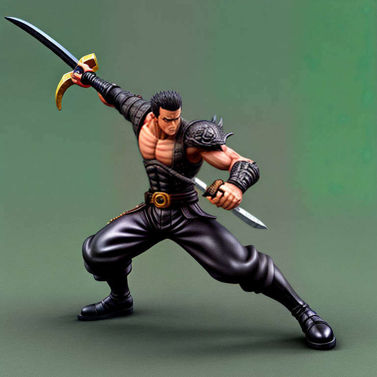 Zoro carries a black dragon sword 3d style