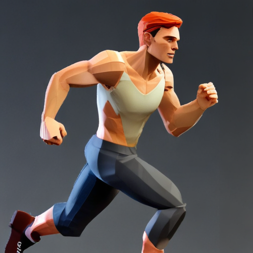 icon for a mobile game about low poly running men, low poly human, casual