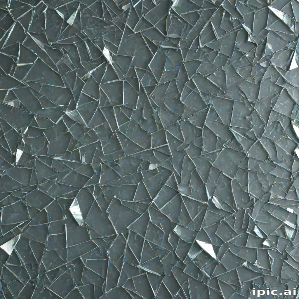 Intricate Pattern of Shattered Glass Pieces Reflecting Light in Unique Ways