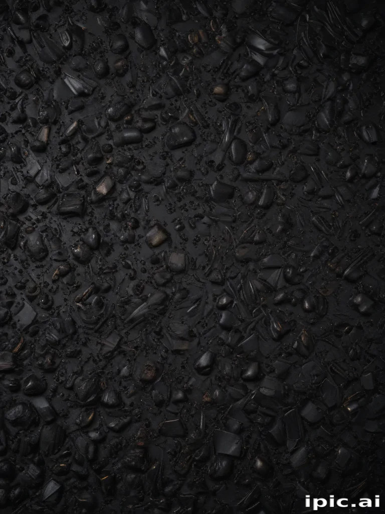 Textured Black Surface Composed of Various Dark Natural Materials and ...