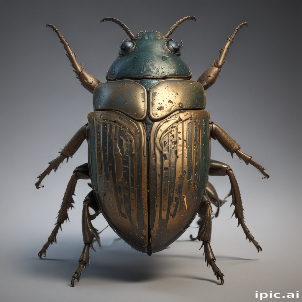 A Detailed Close-Up of a Metallic-Inspired Beetle with Intricate Textures.