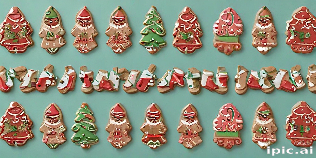 Colorful and Festive Holiday Cookies Featuring Santa, Trees, and Stockings.