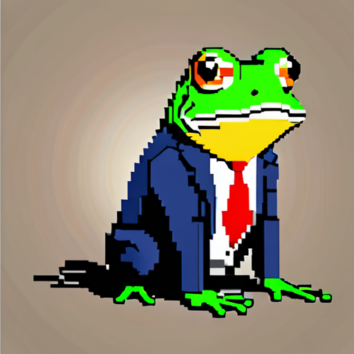 professional animated frog in a suit, pixel art