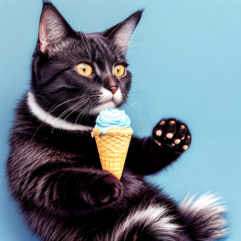 cat eating ice cream