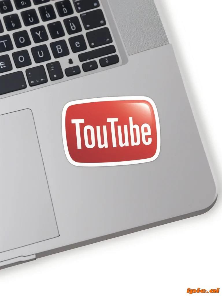 Close-Up of a Laptop Keyboard Featuring a YouTube Logo Sticker