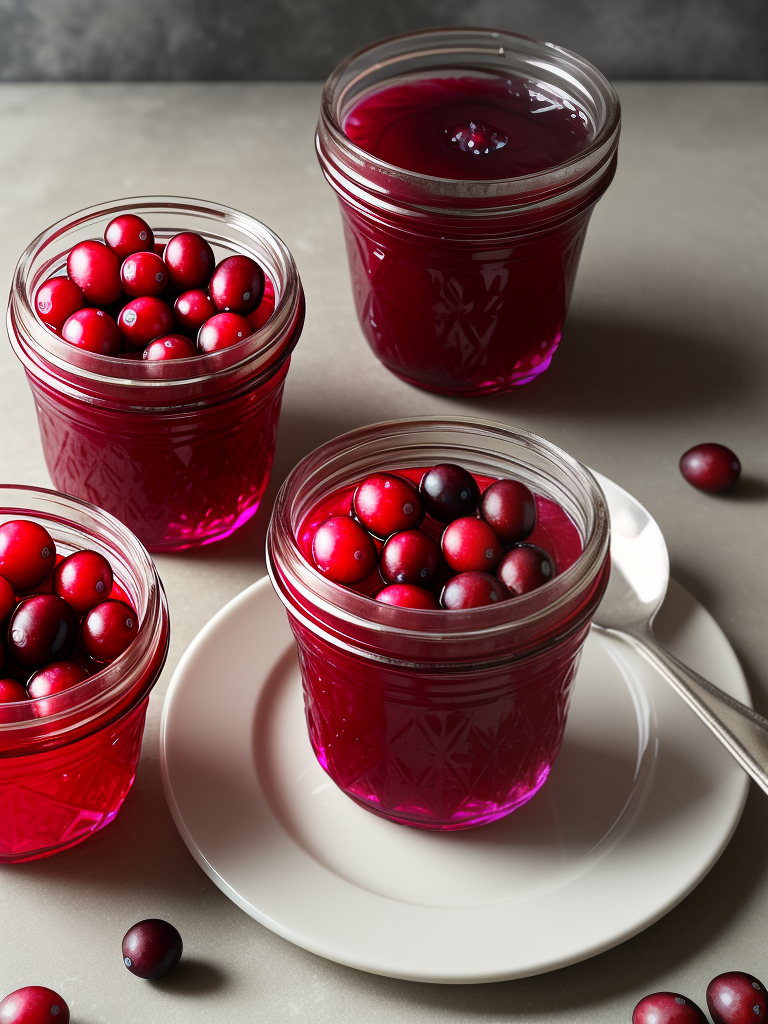 Delicious Homemade Cranberry Jelly in Elegant Jars with Fresh Berries