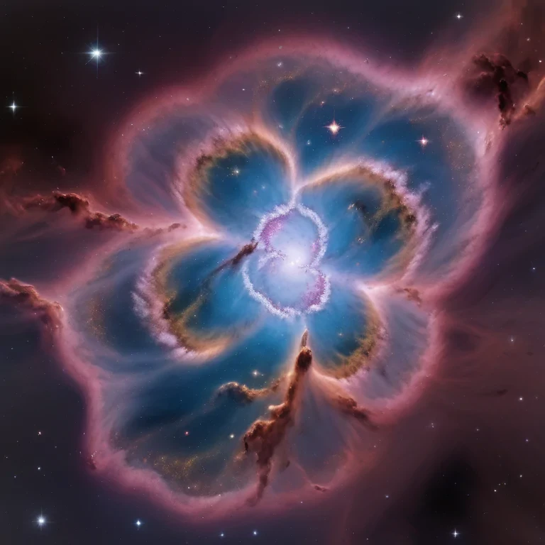 Stunning Cosmic Nebula Resembles a Colorful Flower in Deep Space