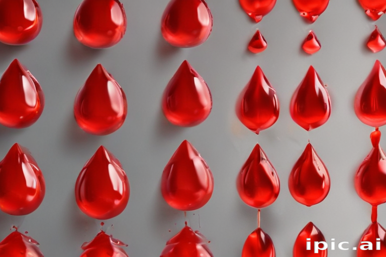 Vibrant Red Droplets Arranged Symmetrically on a Gray Background Surface