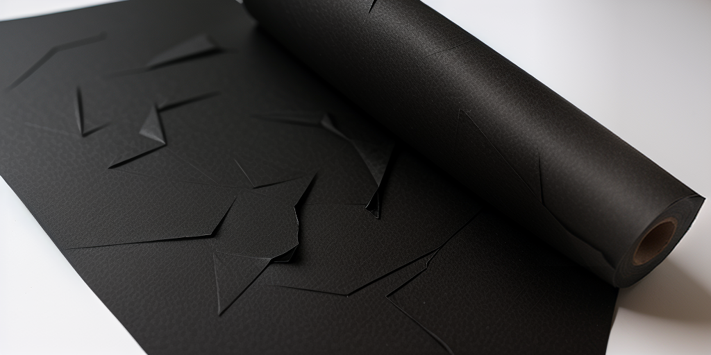 Artistic Black Paper Roll with Intricate Cut-Out Designs on Display