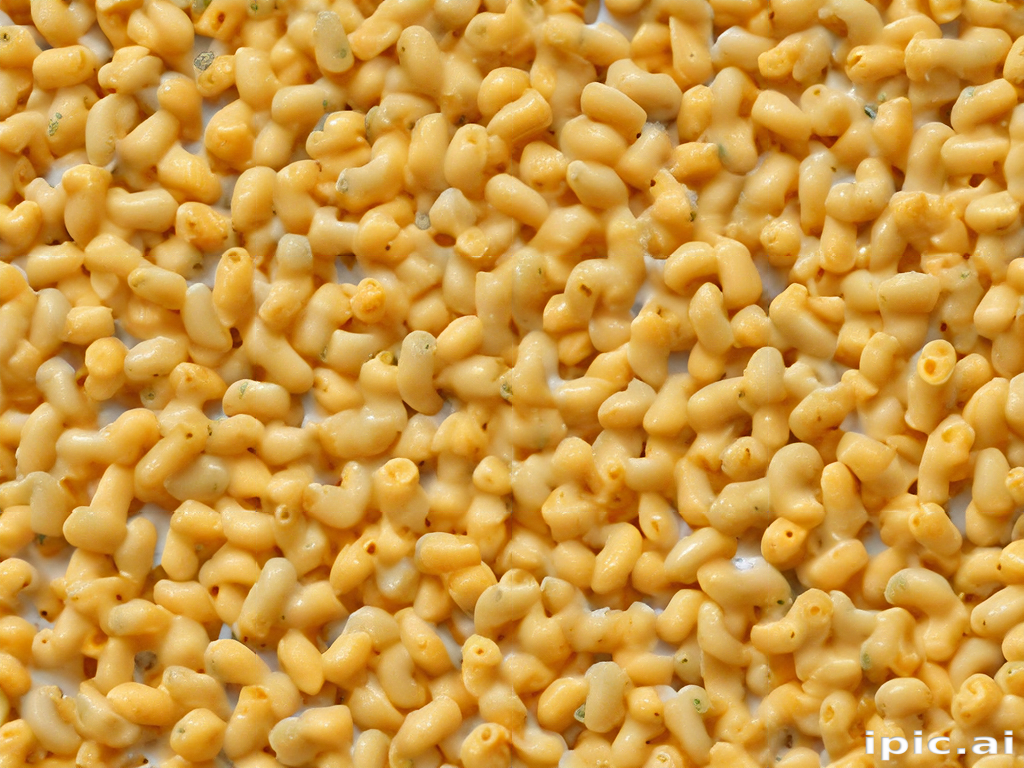 A Close-Up View of Small, Bright Yellow Pasta Shapes on a Surface.