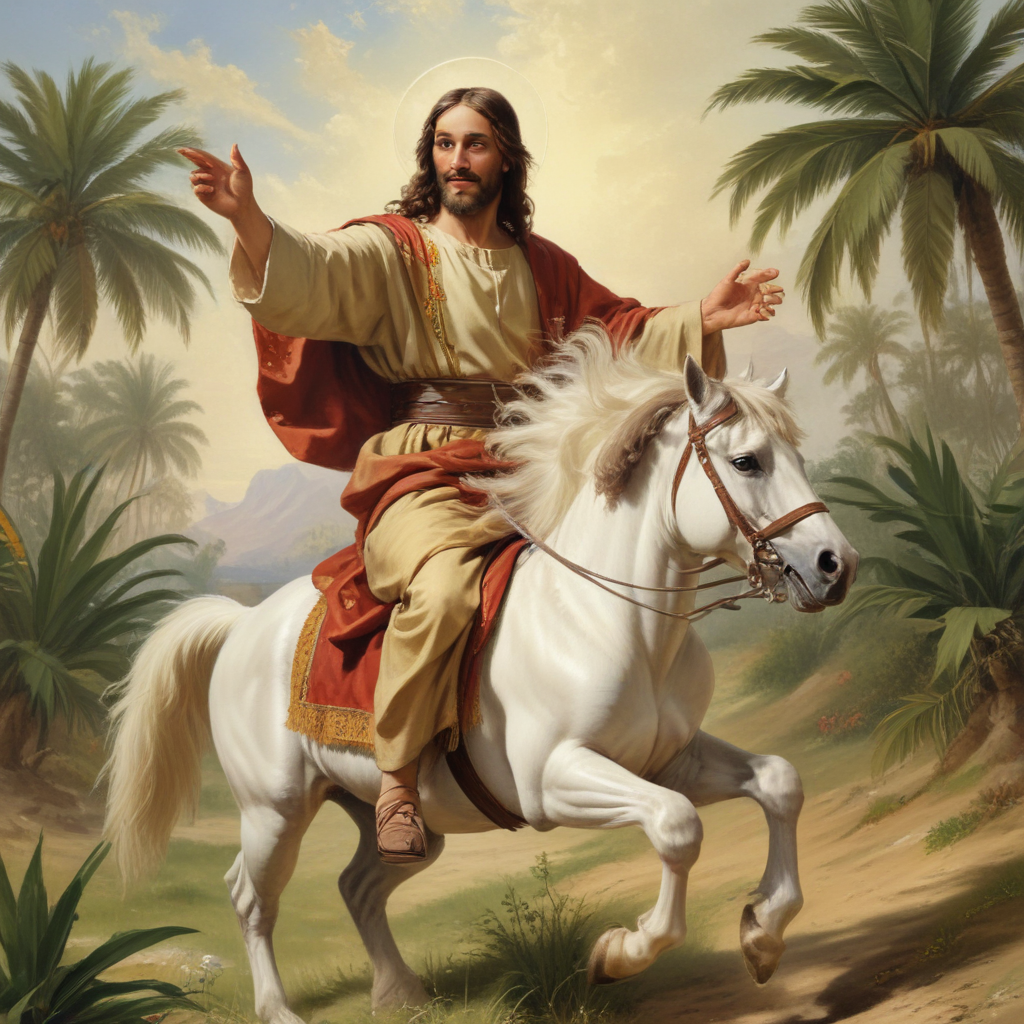 Jesus Christ riding on a colt on Palm Sunday