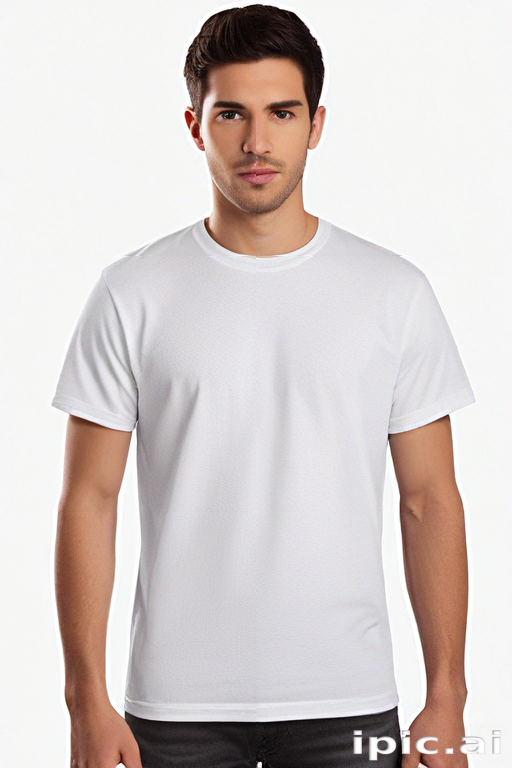 Casual Male Model Wearing a Plain White T-Shirt for Fashion Display