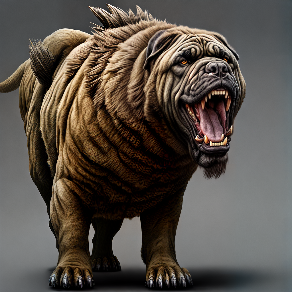 an angry king mythological animal of English mastiff , completely ...
