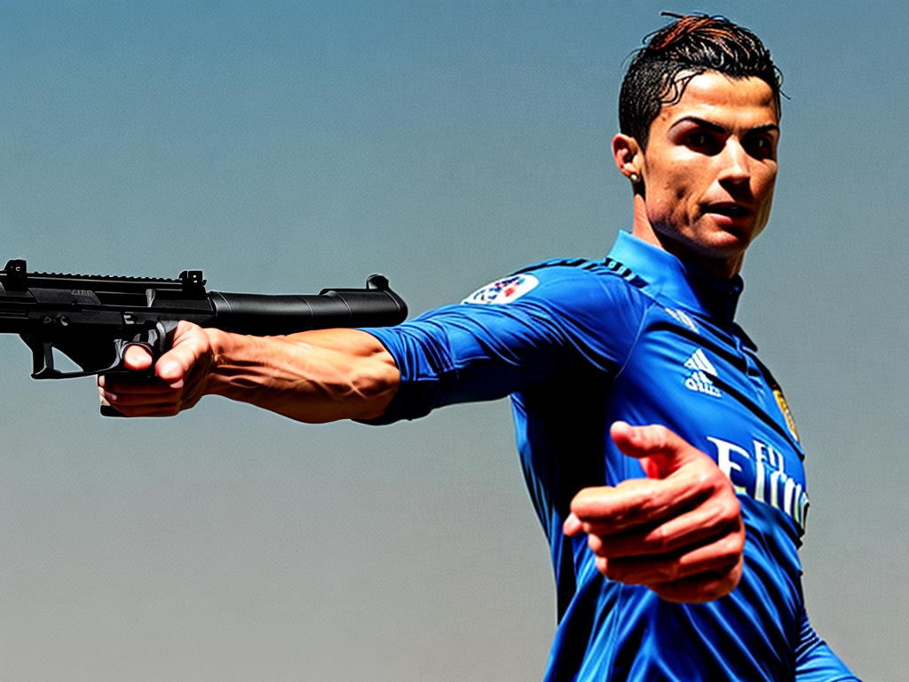 Cristiano ronaldo holding a gun