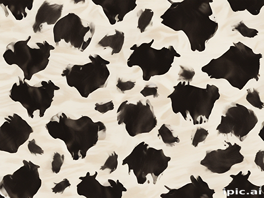 Artistic Representation of Cowhide Patterns in Black and Cream Colors