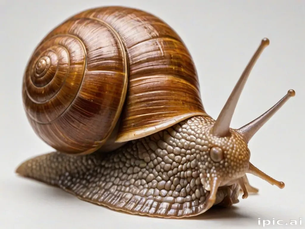 A Close-Up View of a Beautifully Detailed Brown Snail Shell.