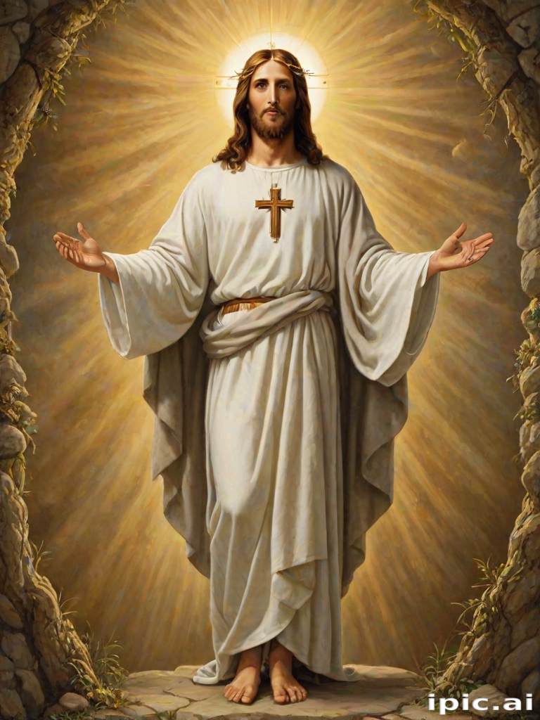 Radiant Figure of Christ Emerges with Open Arms and Divine Light