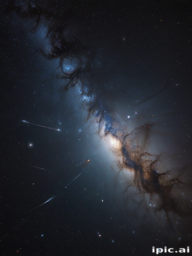 Stunning View of a Spiraling Galaxy with Shooting Stars in Space