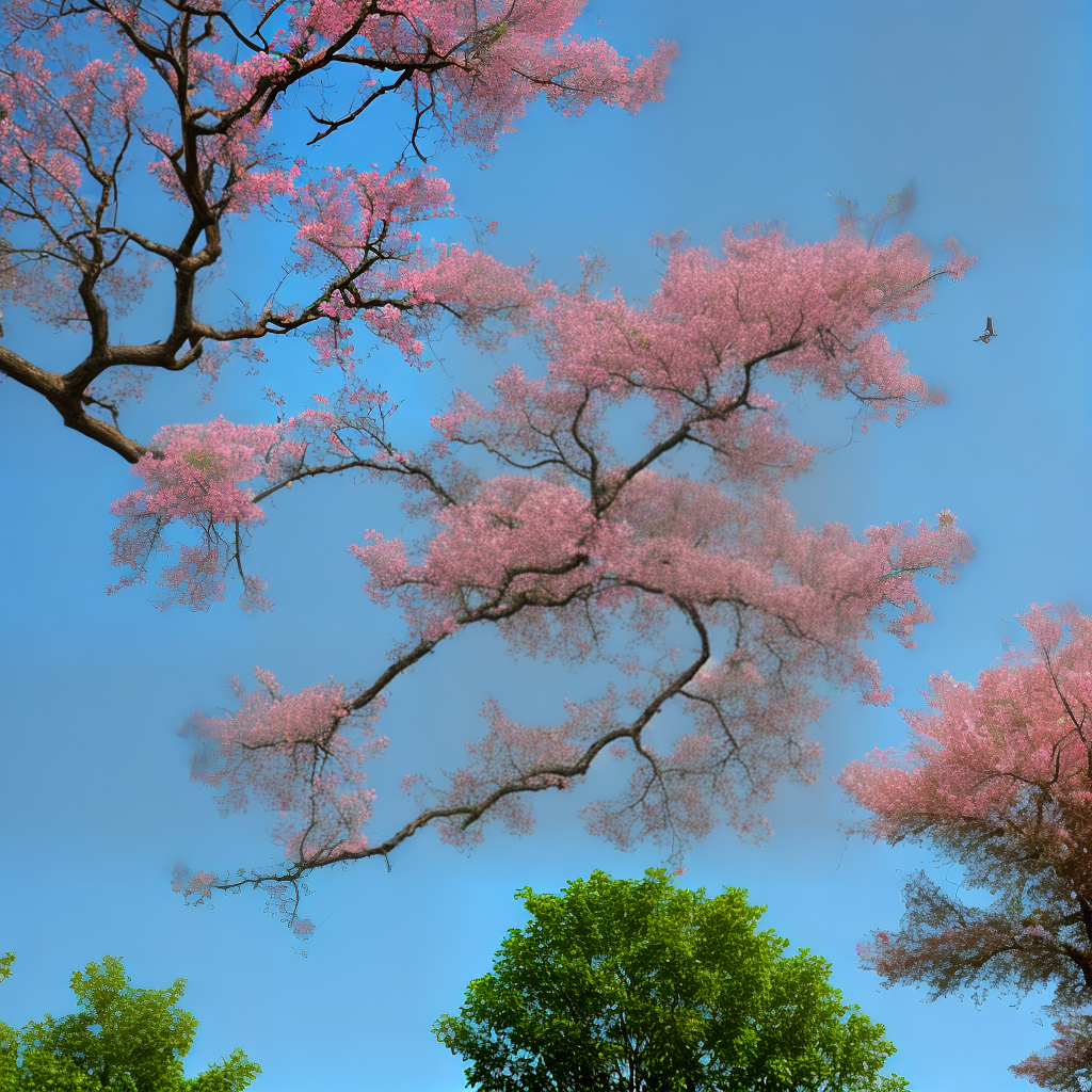Rose flower, pink,sky,trees,birds