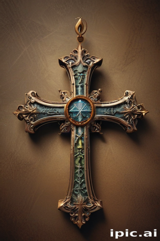 Intricately Designed Decorative Cross with Colorful Gemstone ...