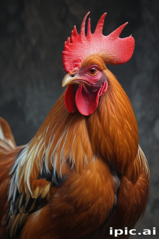 A Majestic Rooster Displaying Vibrant Feathers and Striking Features